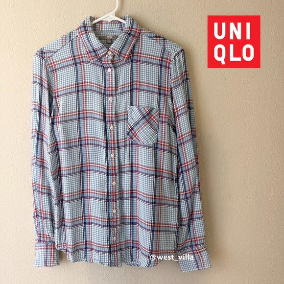 Uniqlo | Tops | Uniqlo Womens Button Down Soft Brushed Checked Shirt ...